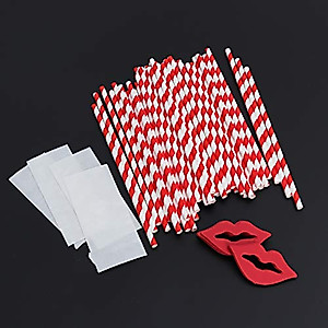 INOOMP 40 PCS Red Lips and Paper Straws Party Drinking Straws Decorative Cocktail for Graduation Party Decoration Supplies