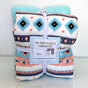 Tribal Stripes Pastel Anti-Pill Premium No-Sew Throw Fleece Fabric Kit (50x60)