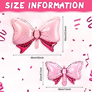 10 Pieces Mouse Balloon Pink Bow Balloon Mouse Party Decoration Bowtie Foil Pink Balloon Jumbo Bow Balloon for Wedding Bridal Shower Gender Reveal Balloon Party Decoration, 2 Sizes