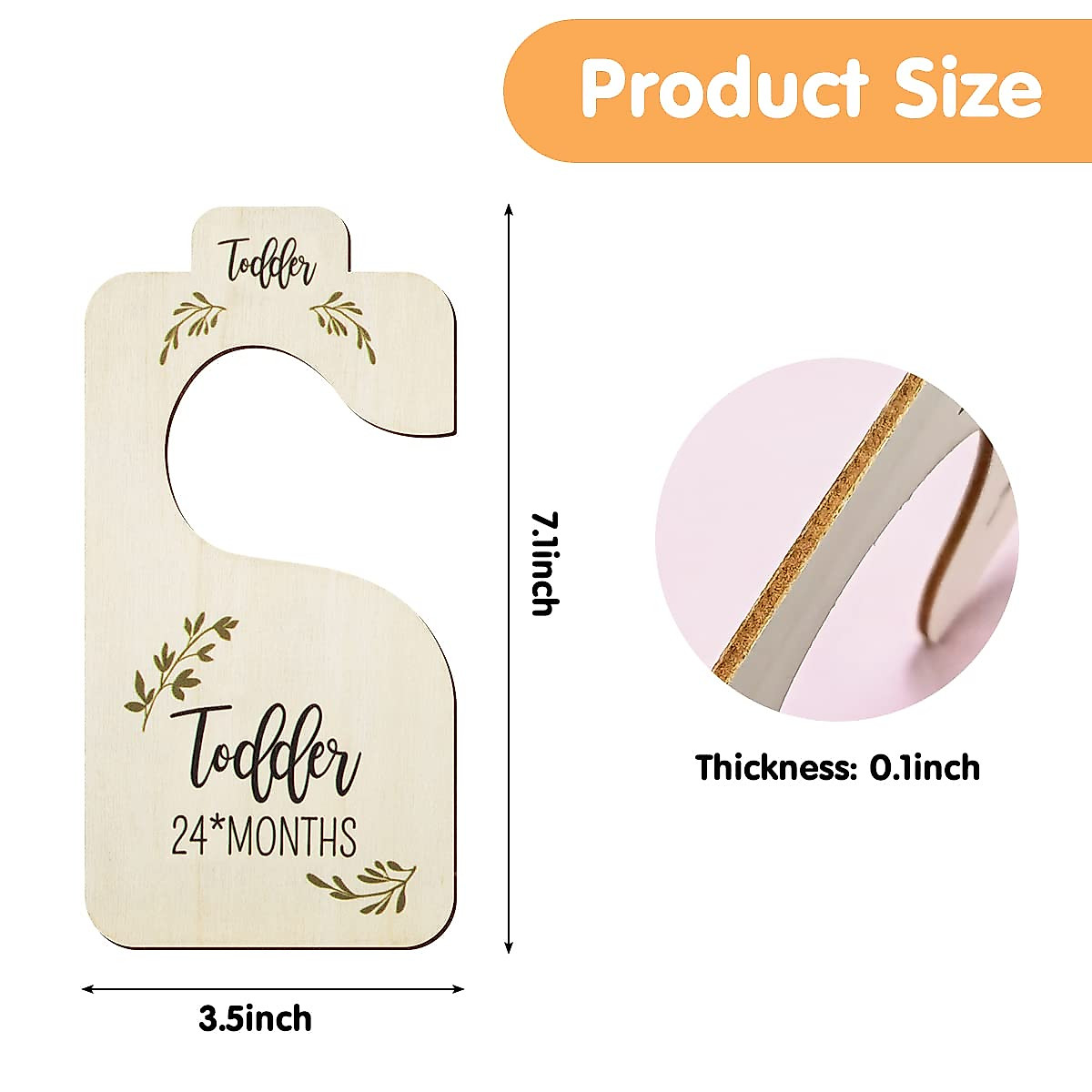 Fantasyon Wood Baby Closet Dividers Set of 8 Double-Sided Baby Clothes Organizer from Newborn to 24 Months Nursery Decor Dividers Hangers to Make a Tidy Organized Baby Closet