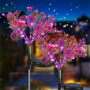 Solar Lights Outdoor Garden Decorative, 2 Pack Solar Powered Phalaenopsis Flowers Lights Design, Upgraded Solar Lights Outdoor Waterproof IP65, Solar Garden Decorations - Gardening Gifts for Women