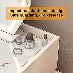 Attega Cute Vanity Desk Set, Makeup Vanity Table with Side Cabinet and Petal Chair, Dressing Table Set for Small Bedroom (White, 19 Inch)