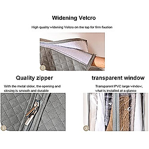 YXDFG Hanging Garment Bag for Closet,Dustproof Breathable and Non-Woven Fabrics Wardrobe Clothing Storage Organizer,with Large Clear Window and Zippers Opening,Brown,52×52×90cm