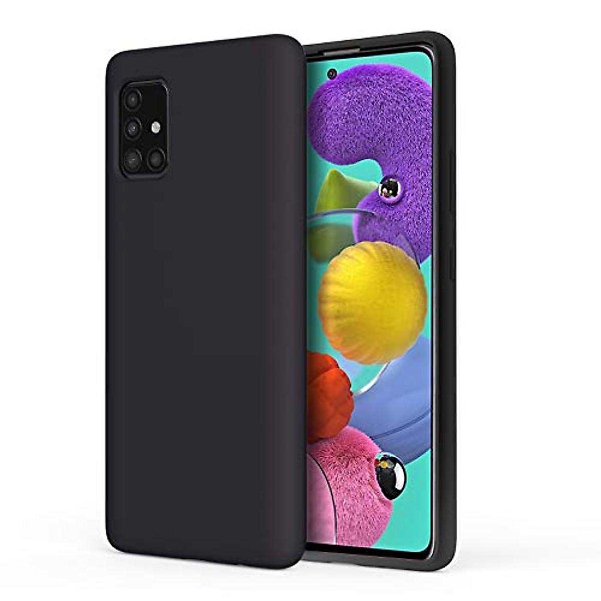 Meifei Galaxy A51 5G Case, Samsung A51 5G Case Liquid Silicone Case Dual Layer Hybrid Hard PC Soft Silicone Gel Rubber Bumper Slim Fit Shockproof Protective Phone Case for Samsung Galaxy A51 5G, Black