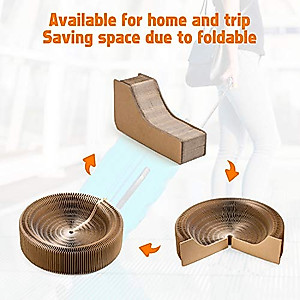 Collapsible Cat Scratcher Lounge Bed, Cardboard Cat Bed, Corrugated Pet Scratcher Pad, Round Cat Scratching Bed Nest for Indoor Big Large Kitty Kitten Cats
