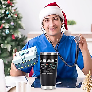 EchoMaven Nurse Gifts for Men, Male Nurse Gifts Ideas for Nurse Week, 20oz Male Nurse Stainless Steel Travel Tumbler with Lid, Nurse Practitioner Gifts Christmas Birthday Gifts for Son Friends, Black