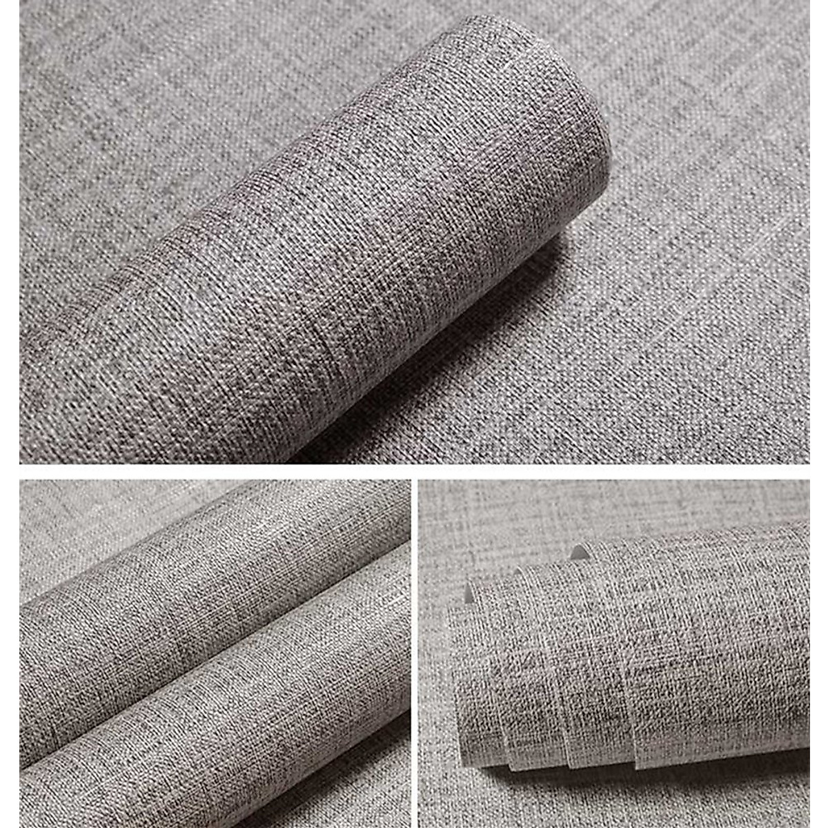 Linen Pattern Contact Paper Waterproof Shelf Drawer Liner Self-Adhesive Cabinet Sticker，Wallpaper 15.6Inch by 118Inch (Gray)