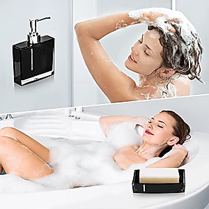 Bathroom Accessories Set, Bathroom Designer 5-Piece Bath Accessory Set Decorative Bath Accessory Kit with Toothbrush Holder Soap Dish Toothbrush Cup Soap Dispenser Gargle Cup (Black)