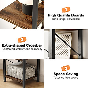 GAOMON Narrow Bookshelf Skinny Bookcase Tall Storage Rack Shelf 6 Tier Standing Bookshelves Metal Frame Rustic Display Racks Industrial Book Shelf for Bedroom, Living Room, Home Office