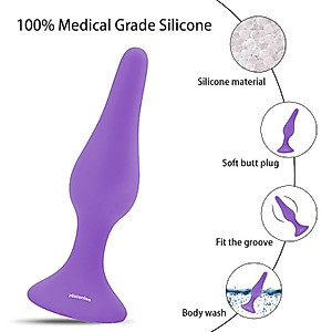 Anal Plug Sex Toys,HISIONLEE 5PCS Sex Anal Toys Silicone Butt Plug Training Kit for Adult Sex Toys & Games Women Male and Beginners (Purple)