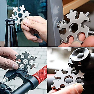 18-in-1 Stainless Steel Snowflake Keychain Multi-Tool Portable Keychain Screwdriver Bottle Opener Tool for Outdoor Camping Gift for Valentine's Day, Birthday, and Happy New Year (Multi 6 PACK)