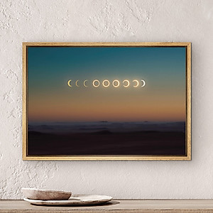 SIGNWIN Framed Canvas Wall Art Moon Phase Aerial Astronomy & Space Expressive Global Moon Multicolor Photography Realism Warm - 16"x24" Natural