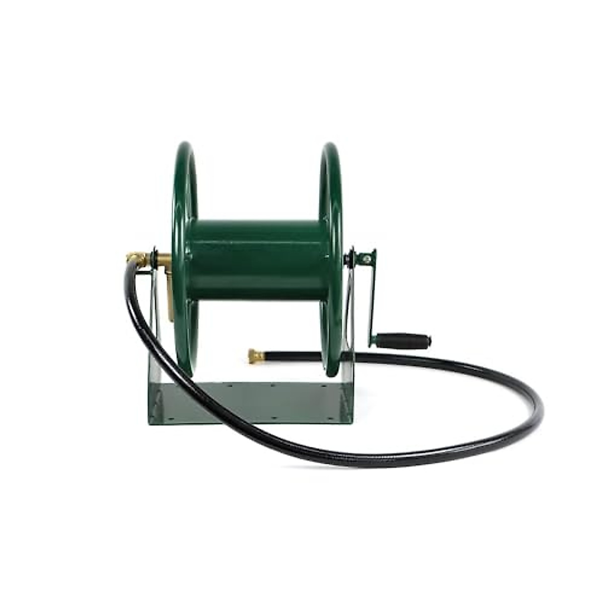 Amazon Basics Wall/Floor Mount Garden Hose Reel with 5-Ft. Leader Hose, Holds up to 200-Feet, Bronze,green