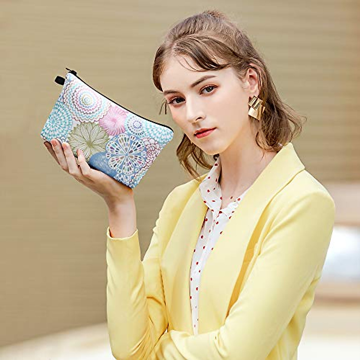 SELLYFELLY Women Cosmetic Bag Travel Makeup Pouch Waterproof Makeup Bag for Purse Portable Toiletry Bag Accessories Organizer