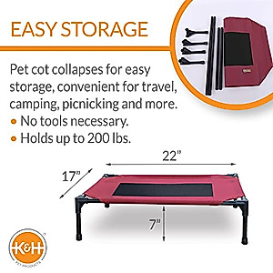 K&H PET PRODUCTS Elevated Cooling Outdoor Dog Bed Portable Raised Dog Cot Red/Black Small 17 X 22 X 7 Inches