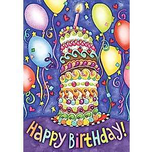 Toland Home Garden 110083 Happy Birthday Birthday Flag 12x18 Inch Double Sided Birthday Garden Flag for Outdoor House party Flag Yard Decoration