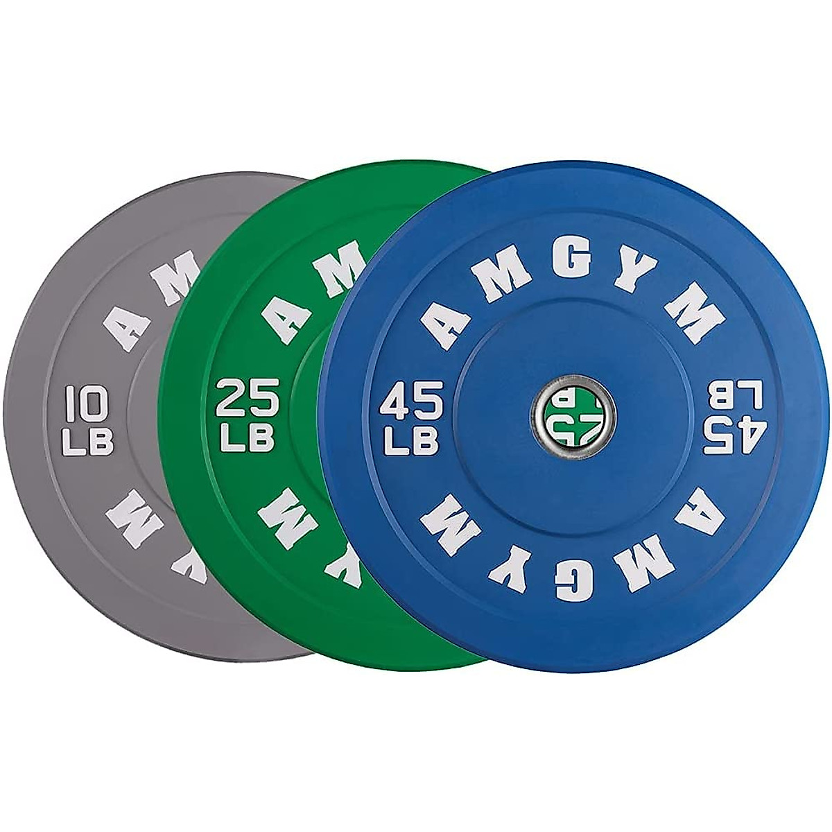 AMGYM Color Bumper Plates Set with 7 Foot 1000 LB Capacity Olympic Barbell, Color Rubber Weight Plates with Steel Insert, Chrome Bar for Weightlifting Powerlifting(160LB + Bar)