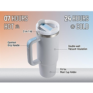 DLOCCOLD 30 oz Stainless Steel Tumbler with Handle, Insulated Tumbler With Lid & Straw, Travel Mug Cup Holder Friendly, Reusable Large Tumbler for for Water, Iced Tea or Coffee, Gift for Men Women