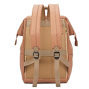 Kah&Kee Leather Backpack Diaper Bag with Laptop Compartment Travel School for Women Man (Tan Pink, Large)