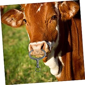 Yardwe 3pcs Spring Loaded Bull Nose Ring Stainless Steel Nose Ring Cattle Pliers Ring Farm Animal Pulling Tool Cow Nose Piercing Traction Nose Rings Cattle Traction Ring Livestock Supply