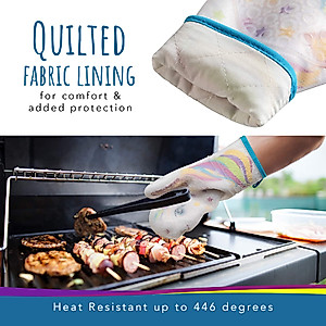 Gears Out Glitter Magic Unicorn Silicone Oven Mitt - Funny Oven Mitts - Heat Resistant Kitchen Glove, Soft Silicone, Quilted Fabric Lining