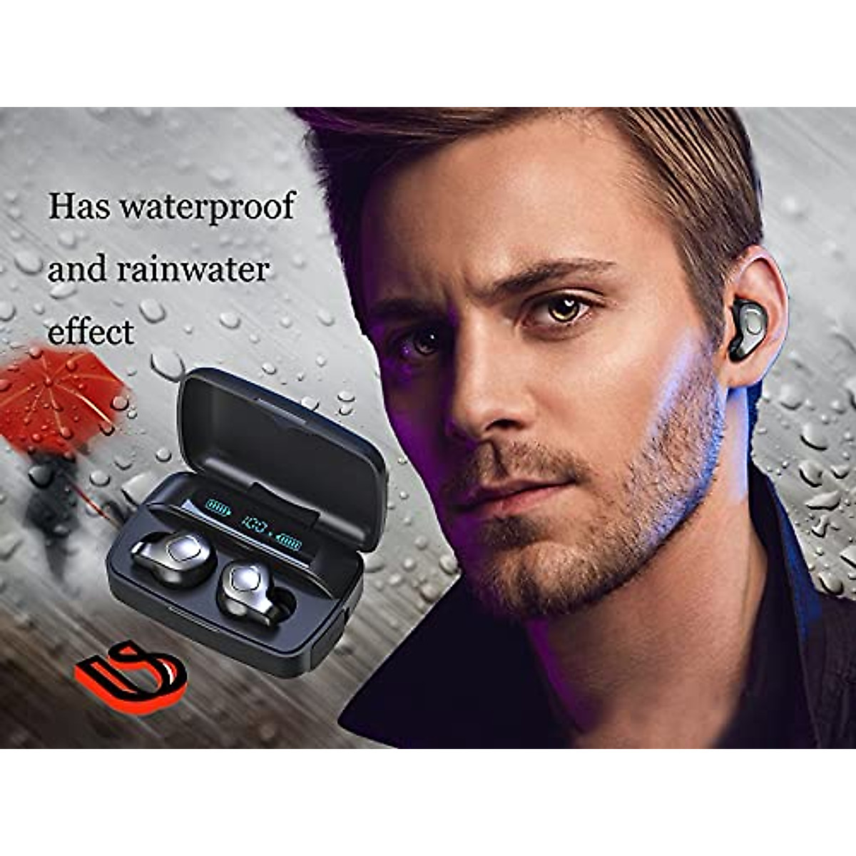 UScarmen Wireless Earbuds New Technology Air 4 mics Bluetooth 5.0 Earbud Touch Control USB-C Quick Charge deep Bass in-Ear Detection Headphones (Black F8)