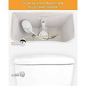 Hibbent Universal Front Mount Toilet Handle Tank Flush Lever Replacement Handle with Stainless Steel Flapper Chains for Most Front Mount Toilets- Chrome Finish Toilet Handle