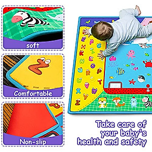 Baby Crawling Mat,Baby Play Mat for Floor,Large Cotton Educational Tummy Time Mat, Foldable Non-Slip Super Soft Padded Baby Playmat for Playing Area Rug Gym Activity for Infants Toddlers Boys Girls