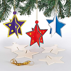 Baker Ross EF927 3D Wooden Christmas Tree - Pack of 6, Decoration Kits, Christmas Arts and Crafts for Kids to Decorate and Personalize