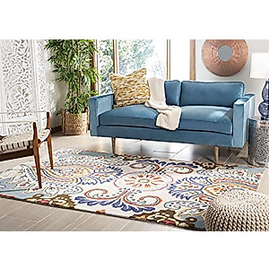 SAFAVIEH Bella Collection 10' x 14' Ivory/Blue BEL118A Handmade Boho Premium Wool Area Rug