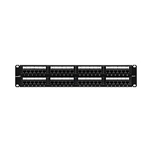 NavePoint 48-Port CAT6 Patch Panel,2U, Black