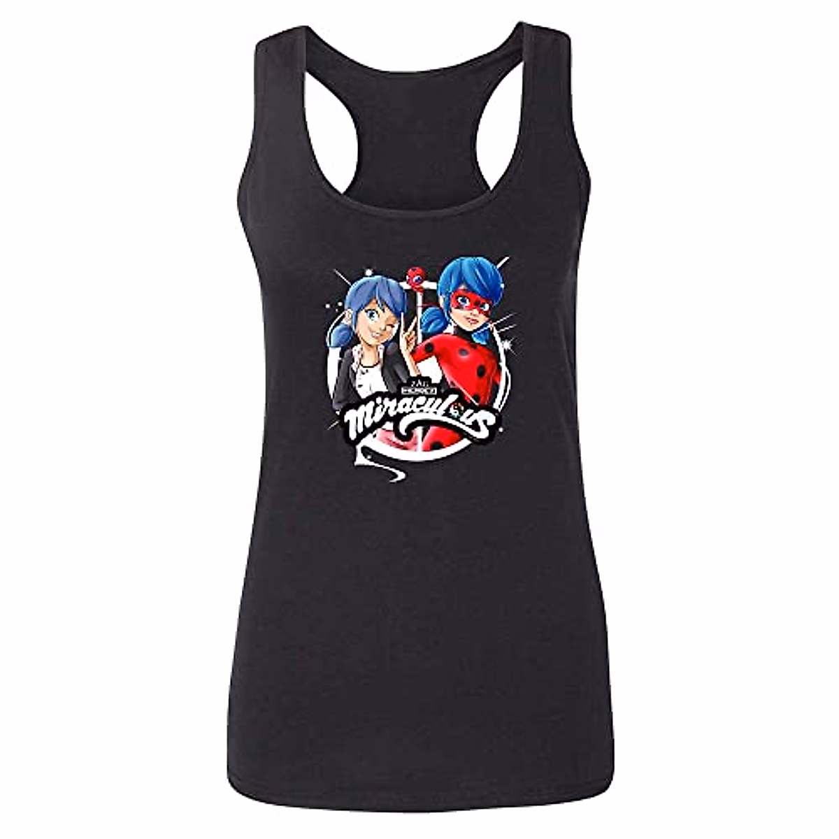 Pop Threads Miraculous Ladybug and Cat Noir Merch Marinette Tank Top Tee for Women Black M