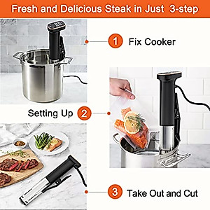 OOIIOR Sous Vide Machine, Sous Vide Cooker 1100W, Fast-Heating Immersion Circulator with Accurate Temperature and Time Control, Low Noise, IPX7 Waterproof