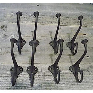Midwest Craft House 8 Rustic Cast Iron Coat Hat Wall Hooks Restore School Farm Towel Bath Kitchen