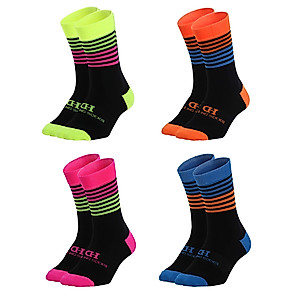 VWU Mens Womens Sports Socks Athletic Socks for Running Cycling Basketball Hiking, Stripes B Crew