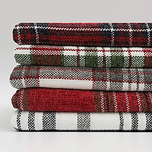 Muse Dream Chenille Fringe Plaid Throw Blanket Red Navy Holiday Classic Buffalo Lightweight Blankets for Sofa Couch All Season Indoor Outdoor Use,Multi-Colored 50" Wx60 L