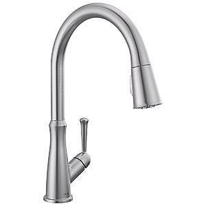 Delta Faucet Westville Brushed Nickel Kitchen Faucet, Kitchen Faucets with Pull Down Sprayer, Kitchen Sink Faucet, Faucet for Kitchen Sink, Magnetic Docking Spray Head, Arctic Stainless 9110-AR-DST