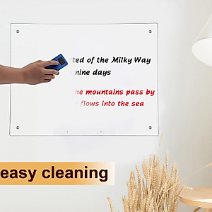 Acrylic Dry Erase Board for Wall,Frameless Design, with Dry Erase Marker and Stand, Eraser, Suitable for Office, School, Restaurant, Home. (11 * 14, Transparent)