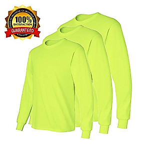 Fit In Basic Safety High Visibility Long Sleeve Construction Work Shirts for Men X-Large, Safety Green (3pk)