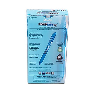 Pentel EnerGel-X Retractable Gel Pen, (0.7mm) Med. line, Sky Blue Ink- It's a Boy! Dozen Box (BL107SPC12)