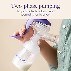 Lansinoh Manual Breast Pump and Silicone Breast Pump Bundle for Breastfeeding Moms