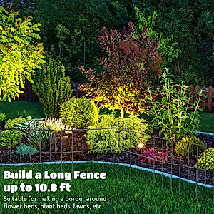 10 Pack Animal Barrier Fence: Decorative Garden Fence No Dig|Rustproof Metal Wire Fencing Border Animal Barrier for Dog Rabbits Ground Stakes Outdoor Yard Patio - Total Length 17 in(H) X 10.8 Ft(L)