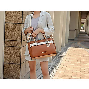 MKF Collection Satchel Bag for Women, Vegan Leather Crossbody Shoulder Handbag Top Handle Purse
