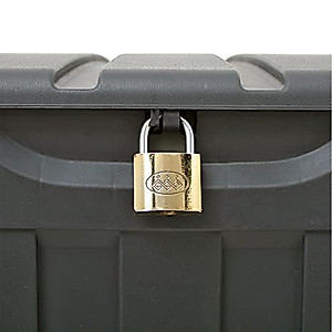 Ram Quality Products Plastic 90 Gallon Outdoor Lockable Backyard Storage Bin Deck Box for Cushions, Toys, Pool Accessories, and Towels, Gray