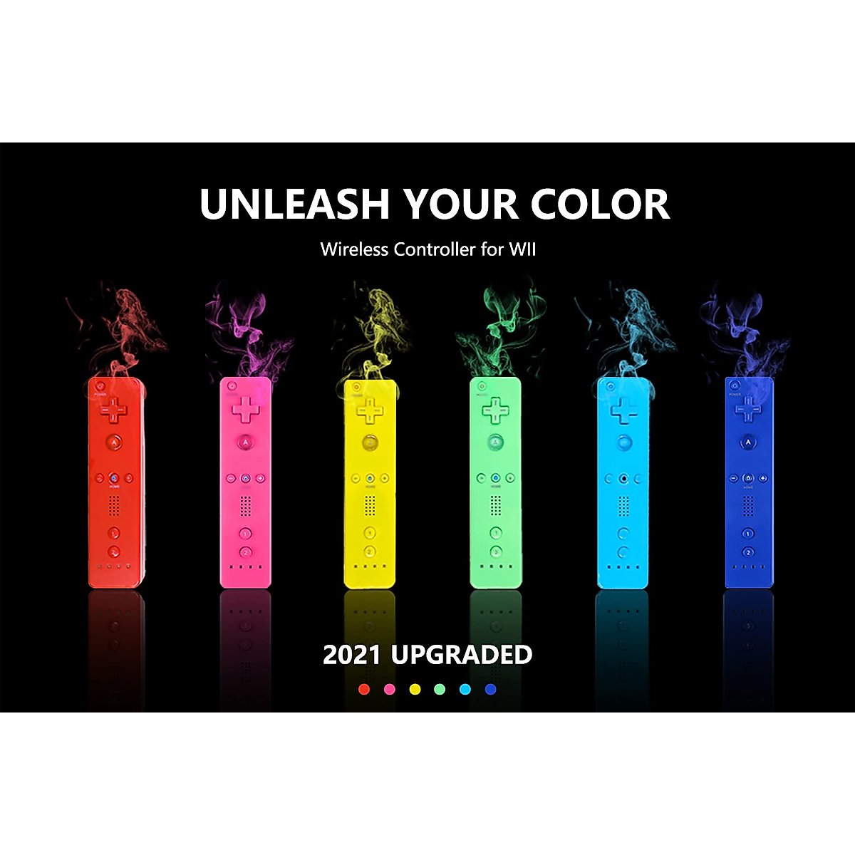 Yosikr Wii Controller 4 Pack, Wii Remote Controller, with Silicone Case and Wrist Strap, Remote Controller for Wii/Wii U - 4 Packs Pink+Deep Blue+Blue+Red