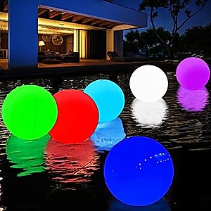 SEMANJLL 2 PCS 16 inch Floating Pool Lights Ball ，16 Color Changing Inflatable LED Pool Ball Light