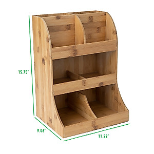 Mind Reader Coffee Condiment Station, Countertop Organizer, Coffee Bar, Rayon from Bamboo, 11.25" L x 9" W x 15.75" H, Brown