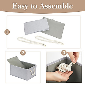 DULLEMELO Storage Bins for Cube Storage, 3 Pack Fabric Closet Baskets with Handles, Foldable Storage Bins for Organization, Light Grey