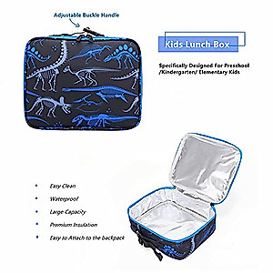 NICE CHOICE Preschool Backpack Kindergarten Elementary School Toddler Backpacks With Lunch Bag Pencil Case Set for Boys and Girls (Blue Dinosaur)