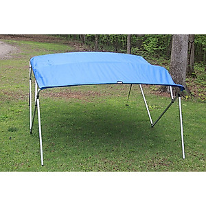 Vortex Direct Royal Blue Fabric Square Tube Frame 4 Bow Bimini Top, 12' Long 91"-96" Wide, 54" Tall